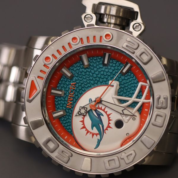 INVICTA NFL Miami Dolphins 58mm Sea Hunter Gen III White Dial Automatic ...