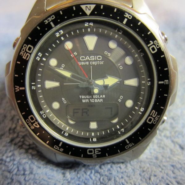 CASIO WVA-320J WAVE CEPTOR TOUGH SOLAR ORIGINAL METAL BAND EXC++ WR 10 ...