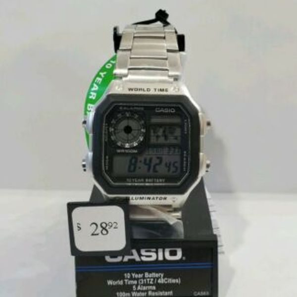 Casio AE1200WHD-1A Unisex Grey Digital Dial World Time Steel Watch New Free Ship | WatchCharts ...
