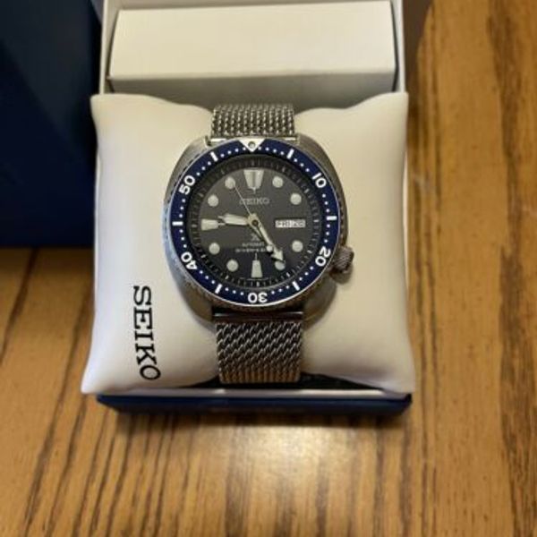 Seiko Turtle Prospex Blue Men's Watch - SRP773 W/ Staib Mesh Bracelet ...