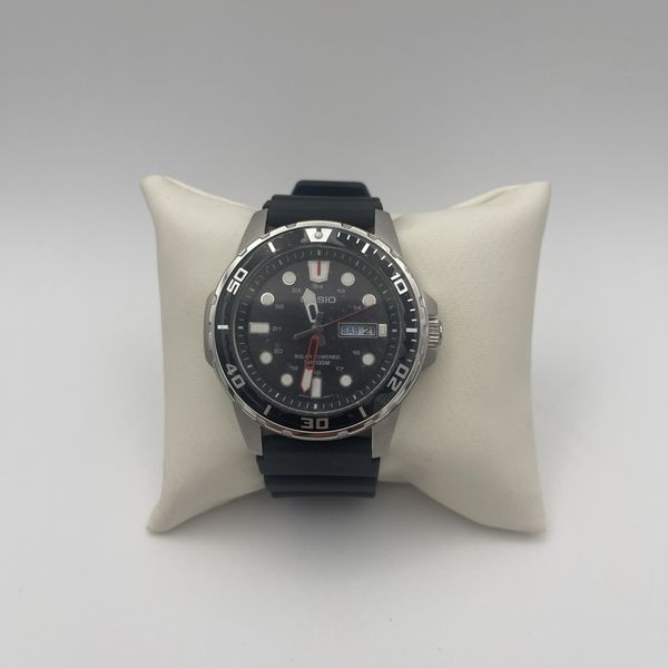 Casio MTP-S110-1AV, Men's Watch, Black Resin, Black Dial, Date, Solar ...