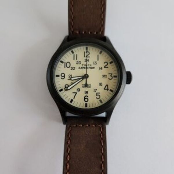Timex Expedition Indiglo WR 50M Mens Brown Leather Watch | WatchCharts Marketplace