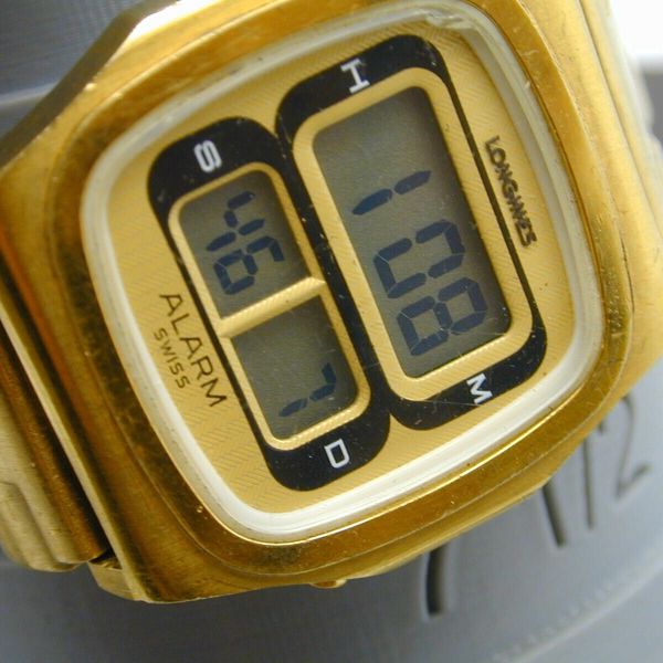 LONGINES DIGITAL ALARM SWISS ALL ORIGINAL WITH MATCHING BAND LIGHTS UP ...