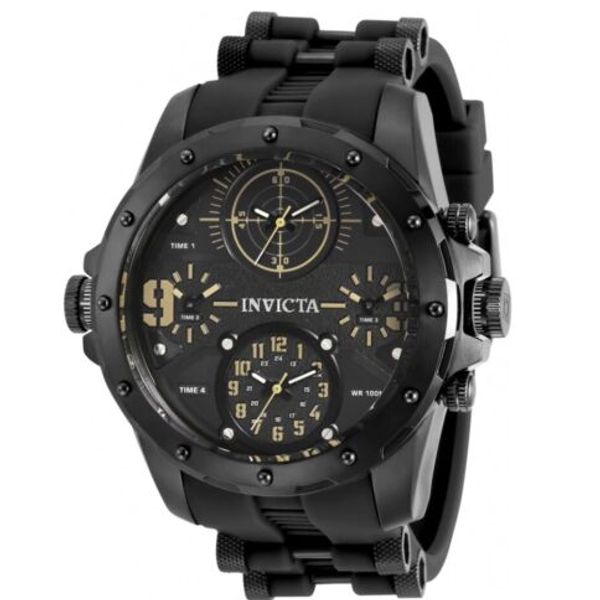 Invicta Coalition Forces Men's 50mm 4-Time Zones Triple Black Watch ...
