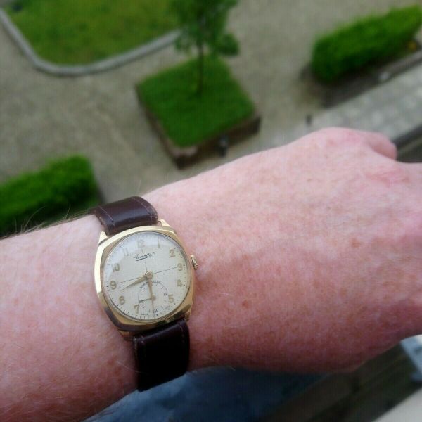 Superb 1950s Everite 9ct 375 Solid Gold Dennison Cased Mens Mechanical ...