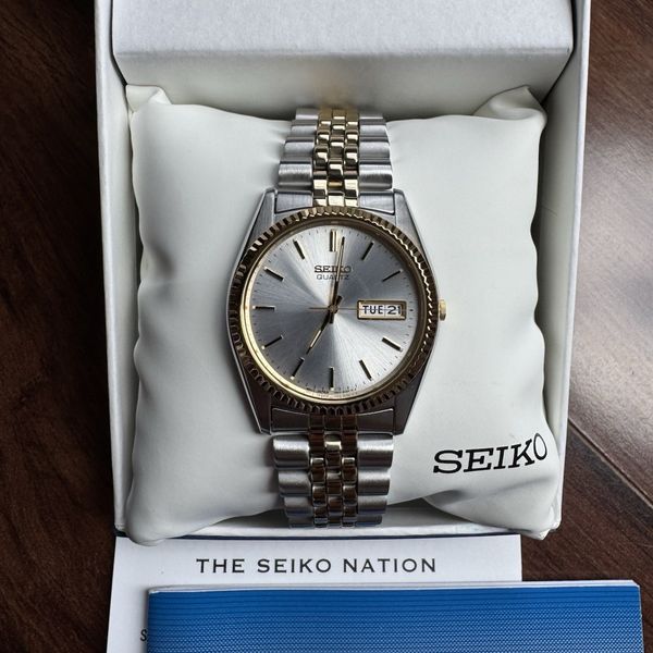 Seiko SGF204 Quartz Gold Silver Two Tone Day Date 36mm Men's Dress Watch | WatchCharts Marketplace