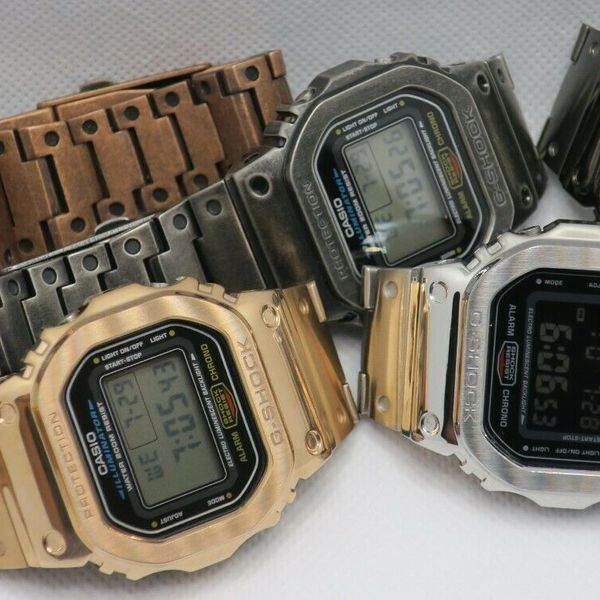 CASIO G-SHOCK Silver Metal GMWB5000D(Mod Case) with DW5600HR-1 ...