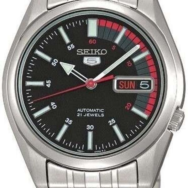 Seiko 5 Automatic Black Dial Stainless Steel Menâ s Watch - SNK375K1 ...