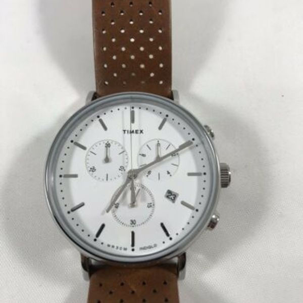 Timex Fairfield Chronograph Watch 41mm Leather Strap Watch ...