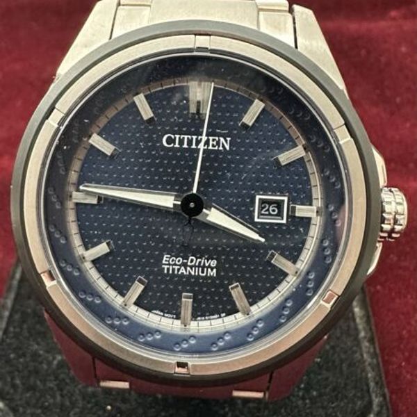 Citizen Men's Watch J810 Eco-Drive Titanium Navy Blue Dial Date 45mm ...
