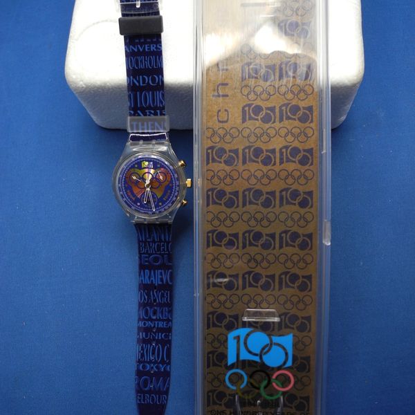 Swatch Chrono Watch IOC 100 YEARS SCZ101 Olympic 1894-1994 ...