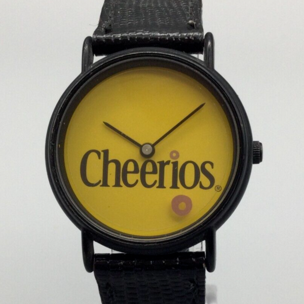 Vintage Cheerios Cereal Watch Women Black Yellow Round Dial 31mm New ...