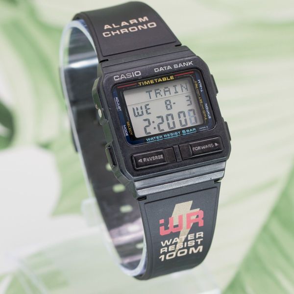 1987 CASIO DBT-70W TRAIN TIMETABLE DATA BANK WR 5BAR VINTAGE WATCH MADE ...
