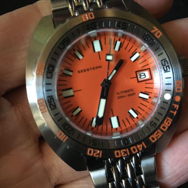 Seestern Sub Divers Orange Dial Watch Automatic 200m Full Kit ...