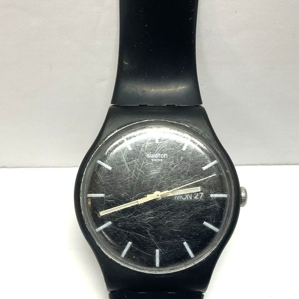 Swatch Mono Black In Biosourced Swiss Watch Mens 41mm New Battery ...