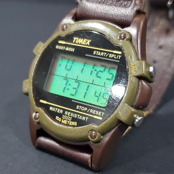 Vintage Timex Expedition Leather Band New Battery Indiglo Mens 745 40mm Green | WatchCharts ...