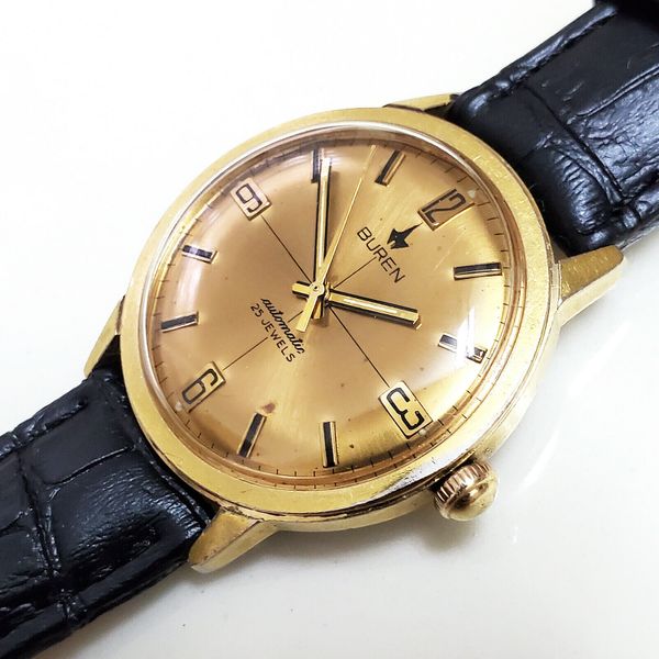 Vintage 1960s Buren Men’s 25 Jewels Automatic Watch - Durowe 7520 (INT ...