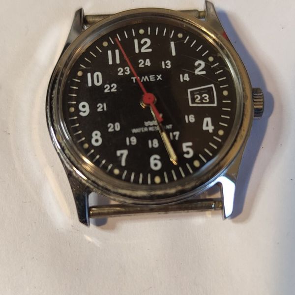 Timex Sprite Military Style Watch Black Dial, Vintage, 30mm ...