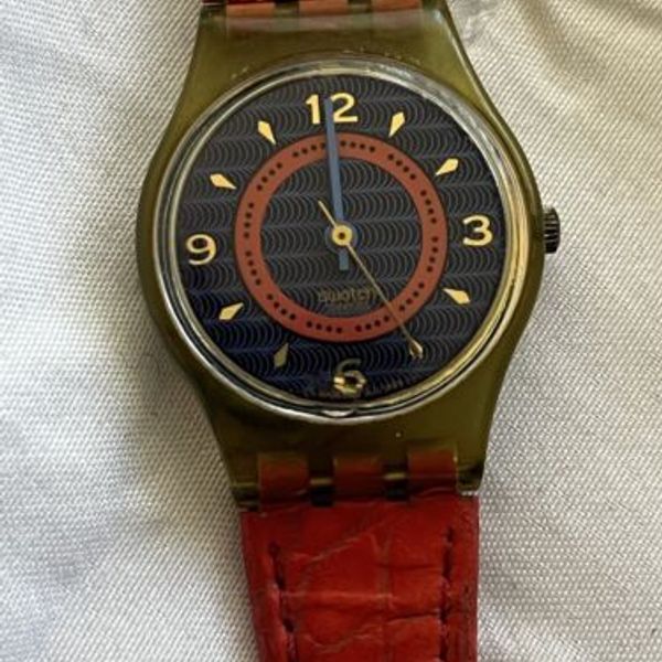 Retro vintage ladies Swatch S215-9003 Swatch genuine leather. Untested ...