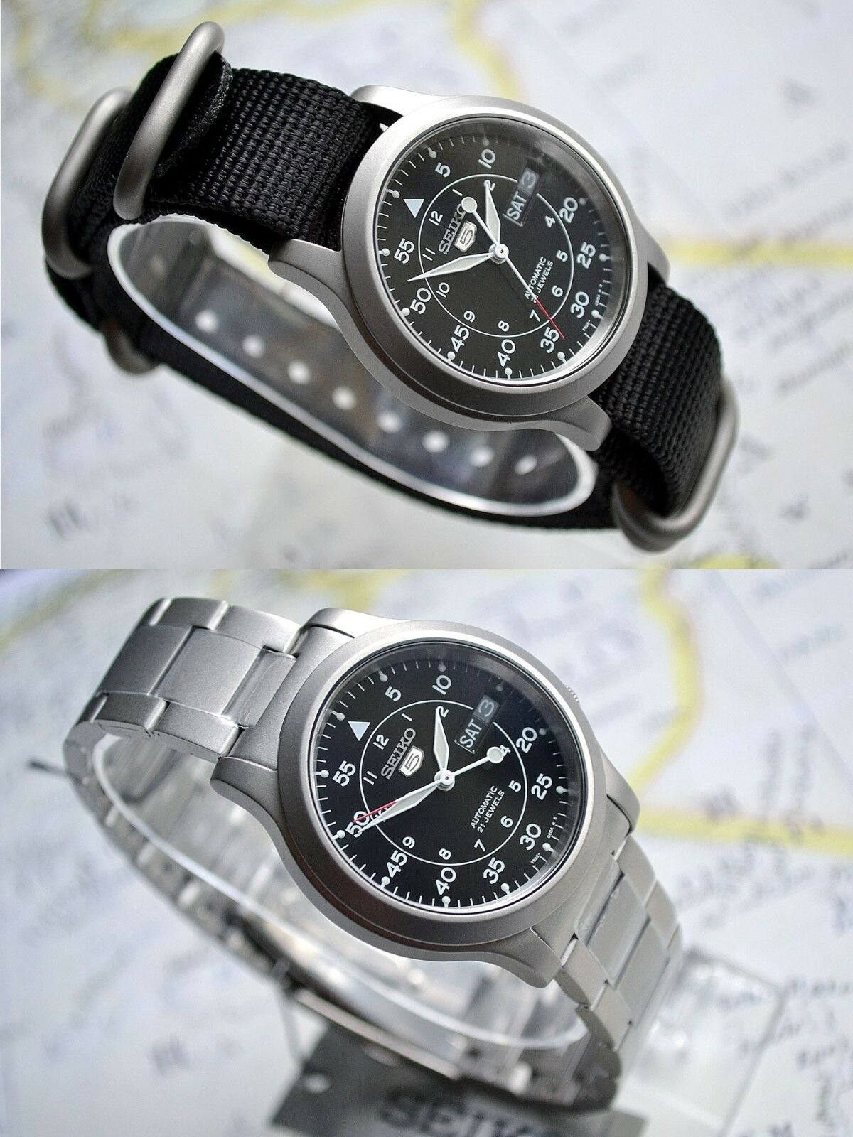 Seiko 5 SNK809K1 Automatic 21 Jewel Men's Watch Includes 2 Straps ...