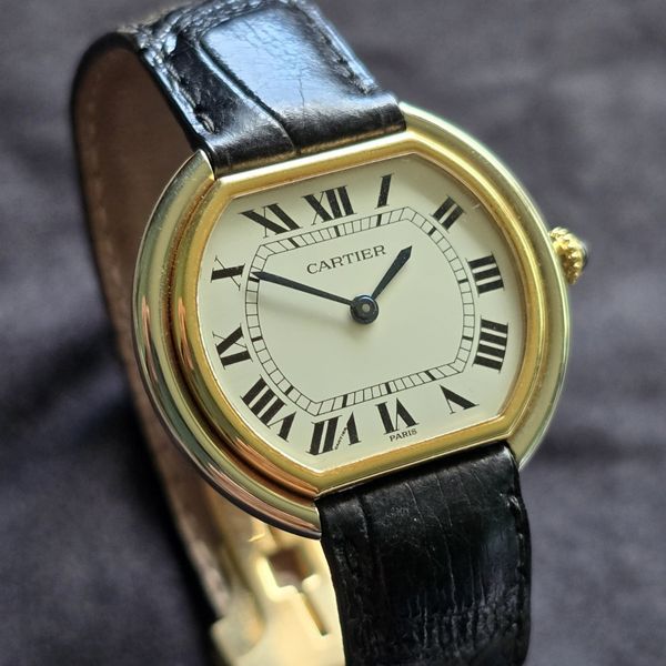 Cartier Ellipse Jumbo 18k Gold 78209 Vintage Paris Manual Wind ...