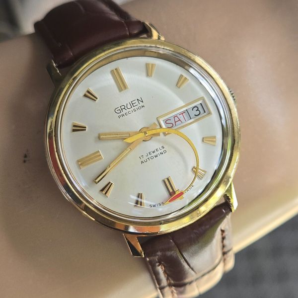 Vintage GRUEN men's automatic watch 790CD 17Jewels day/date swiss 1970s ...