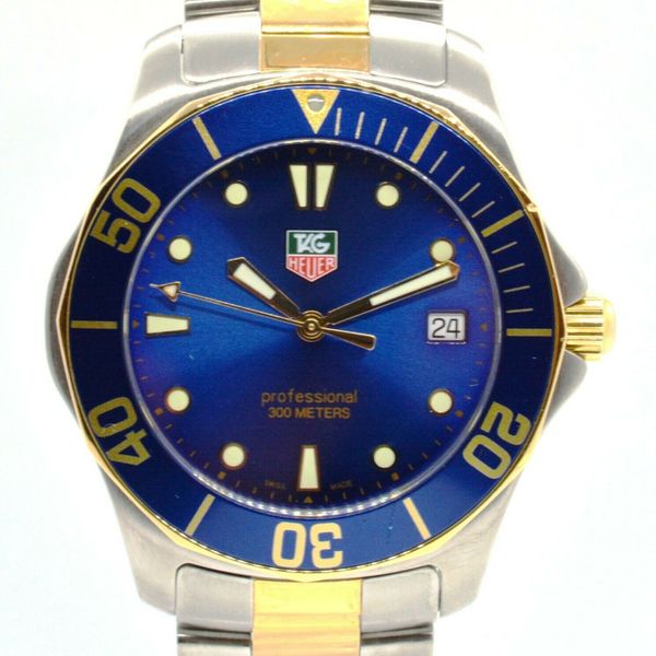 Men's Tag Heuer Two-Tone Gold Aquaracer Blue Face Stainless Watch Model ...