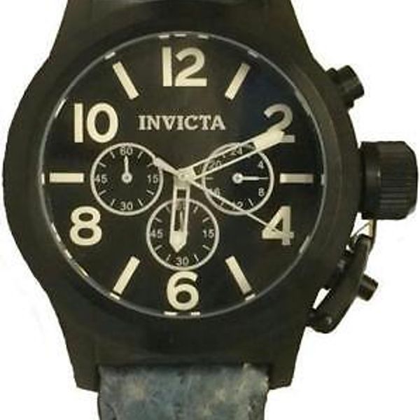 Invicta 1147B 48mm Corduba Chronograph Blue Genuine Fishskin Strap Mens ...