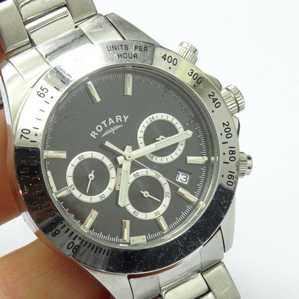 ROTARY Chronograph 42mm Men's Black Dial Wristwatch WORKING LOOSE ...