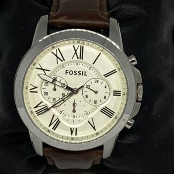 Fossil Grant FS4735 Men's Brown Leather Analog Dial Quartz Wrist Watch ZW157 | WatchCharts ...