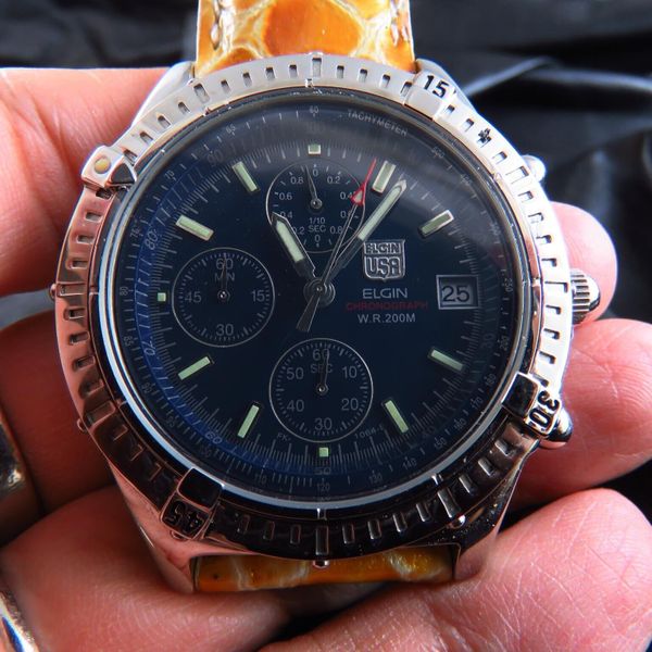 New USA Elgin Chronograph Diver 200m Quartz Men Watch | WatchCharts ...