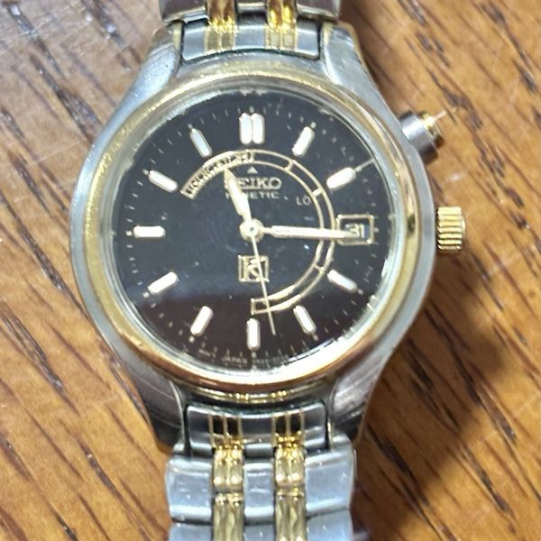 Seiko Kinetic Indicator 3M22-B29 Gold Tone Ladies Watch Runs 6 Inch ...