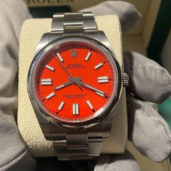 Rolex Oyster Perpetual Coral Red Men's Watch - m124300-0007 ...
