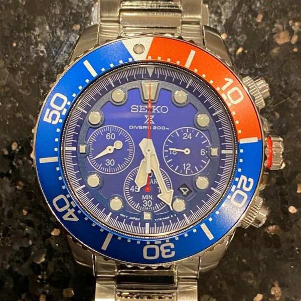 Seiko Men's SSC019p1 SSC019 Solar Diver Chronograph Watch caliber V175 ...