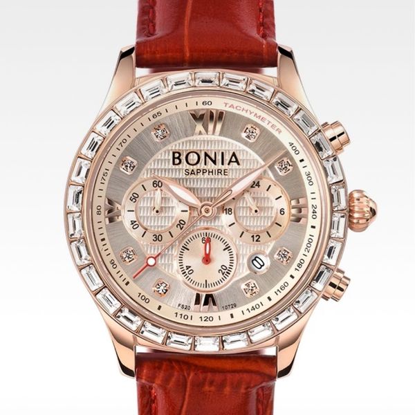 BONIA Leather Chronograph Watch Women | WatchCharts Marketplace
