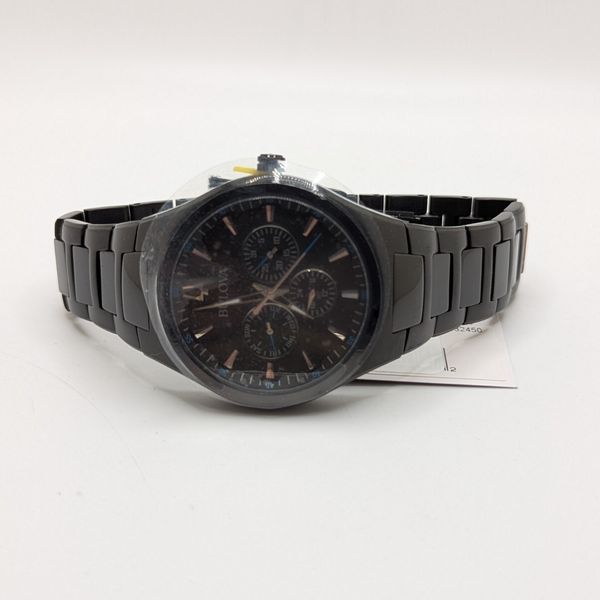 Bulova Classic 98C129 Mens Black Stainless Steel Case Day/Date Quartz ...