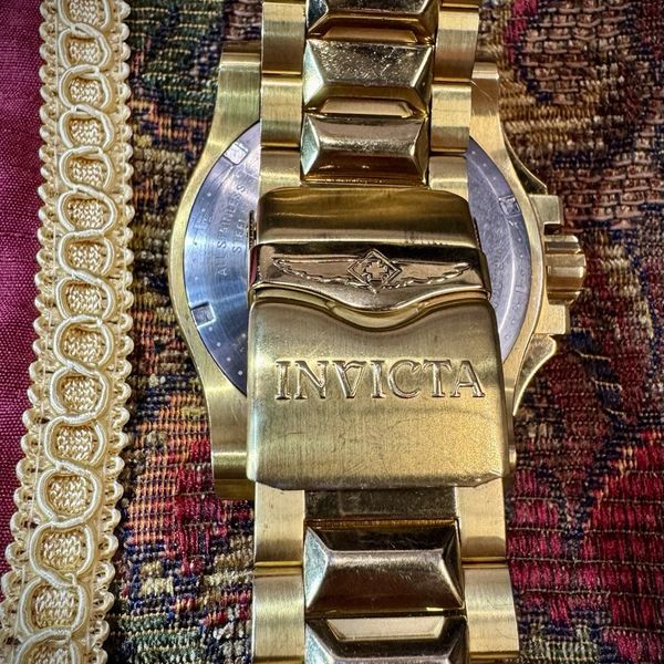 INVICTA 23905 Gold Excursion Chronograph Men's Silver Pattern Dial ...
