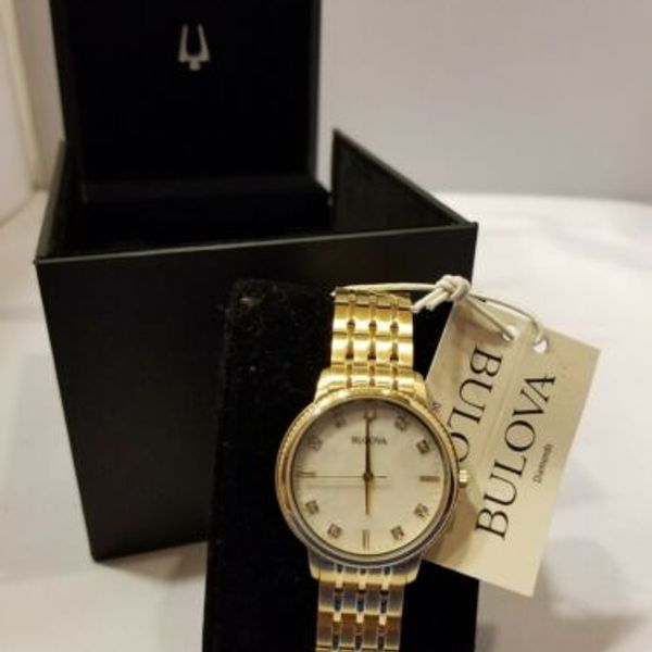 Bulova 97P134 Women's 34mm Diamond Accent Gold Tone Stainless Steel ...