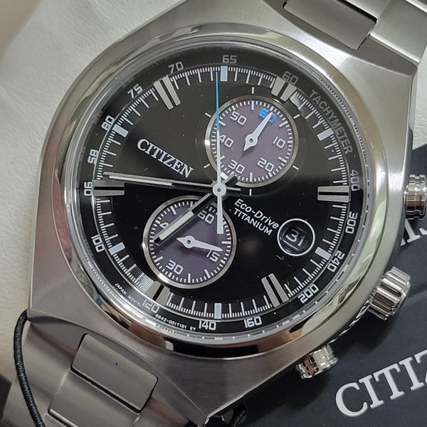 NEWâ TITANIUMâ Citizen Eco-Drive Brycen Chronograph Silver Watch CA7090 ...