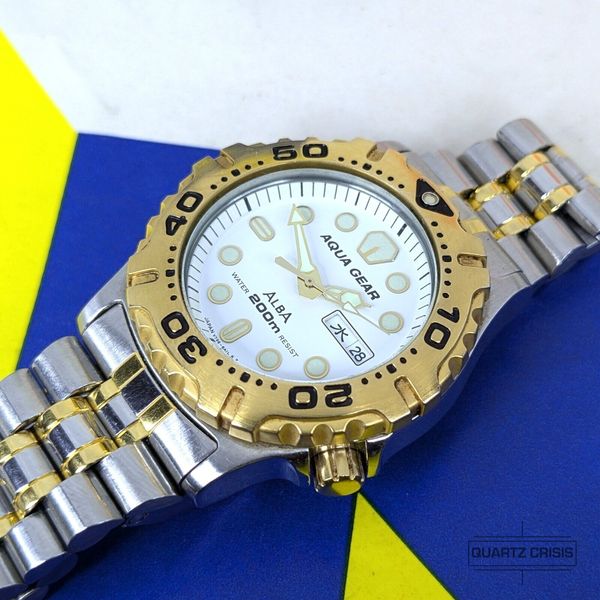 1992 Alba/Seiko Aqua Gear Two-Tone Quartz Dive Watch (V736-6A10 ...