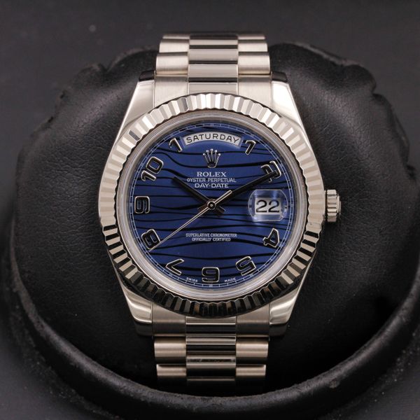 FSOT: Rolex Day-Date II - White Gold - 218239 - BLUE WAVE DIAL - RARE ...