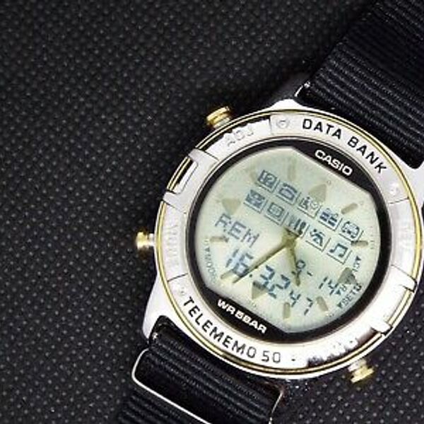 CASIO VINTAGE DIGITAL WATCH FLOATING LCD TWINCEPT 1353 ABX-620 DATABANK ...