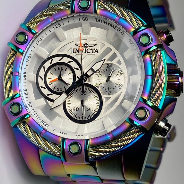 Invicta Bolt Iridescent Rainbow Chronograph Watch No. 25520 Big Man 9. ...