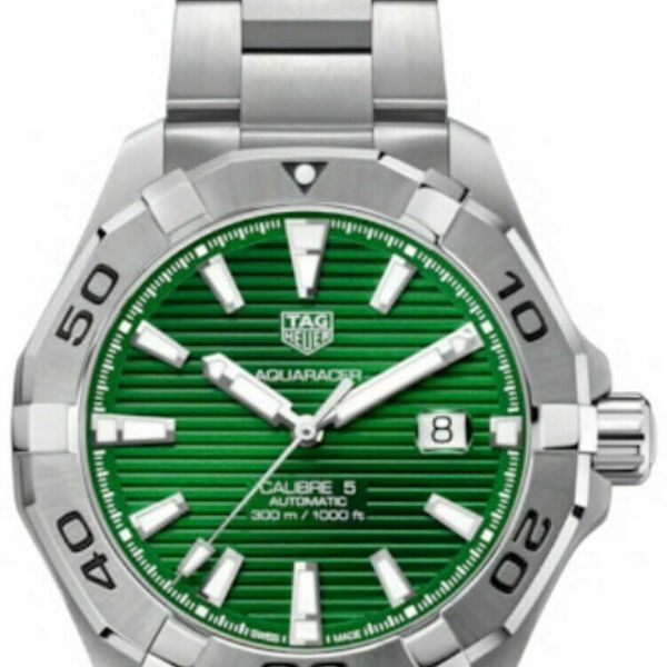 NEW MENS TAG HEUER CALIBRE 5 AQUARACER AUTOMATIC GREEN DIAL HULK ...