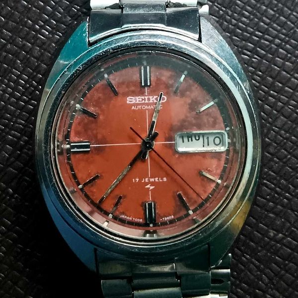 Vintage Seiko 7006-7159 Automatic Men's watch - Red-Orange dial BMBY ...