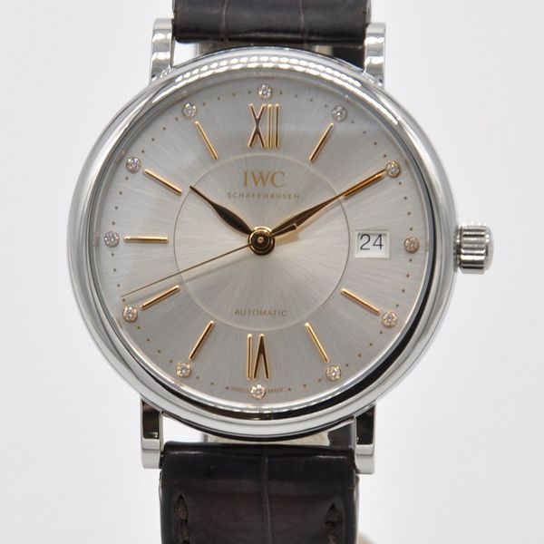 FS: IWC Portofino Automatic 37mm Silver Diamonds Steel IW458101 Leather ...