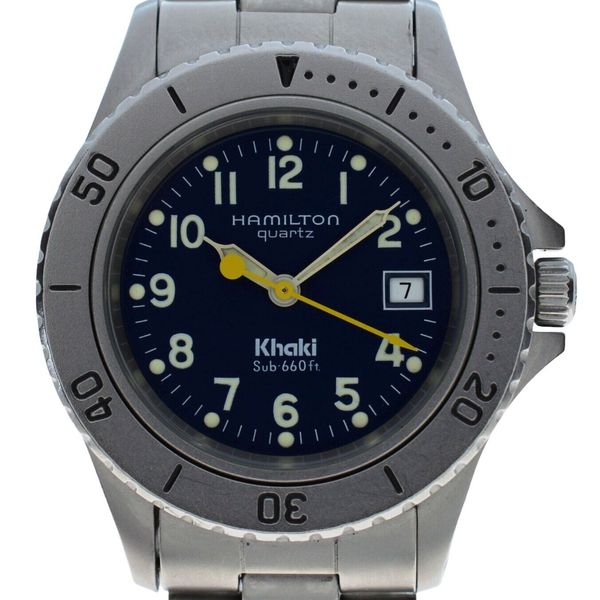 Vintage Ladies 31mm Hamilton Khaki Blue Dial Quartz Sub 660ft Diver ...