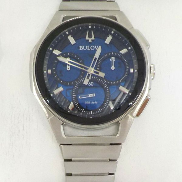 NEW BULOVA CURV BLUE DIAL CHRONOGRAPH STAINLESS STEEL MEN'S WATCH ...