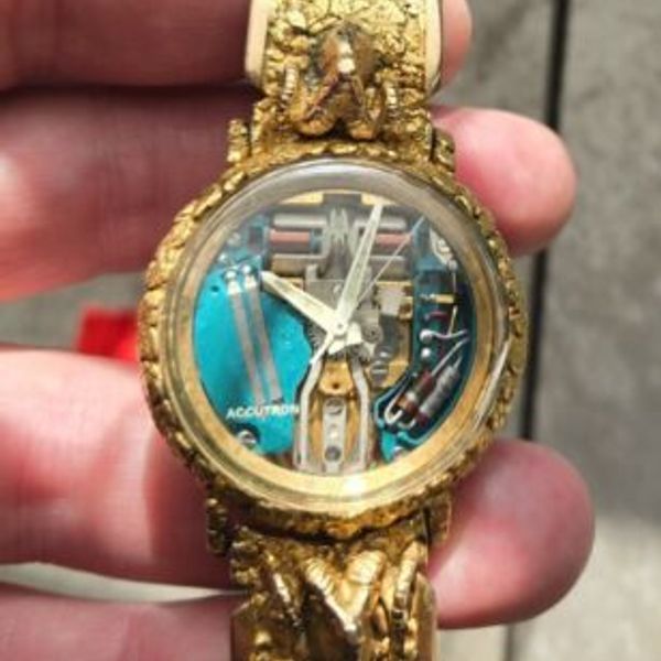 Bulova Accutron Watch 1972 N2 Spaceview 214 10K Gold Filled Encrusted ...