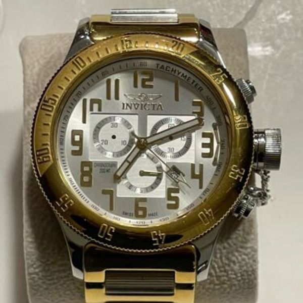 Invicta Model 4159 Gold Tone & Steel Chronograph Mint Condition-Working ...